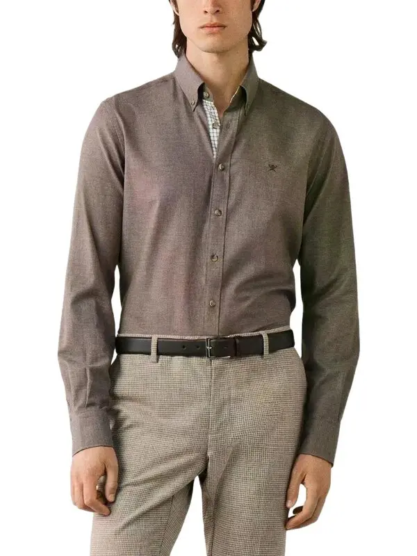 HACKETT LONDON Brompton-collar Tailored-fit Shirt - Neutrals