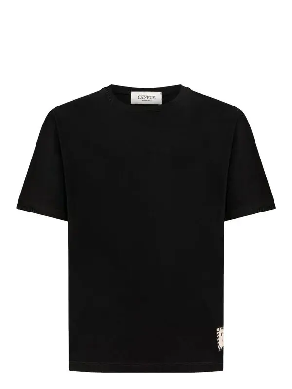 LANEUS Patch-detail Short-sleeve T-shirt - Black