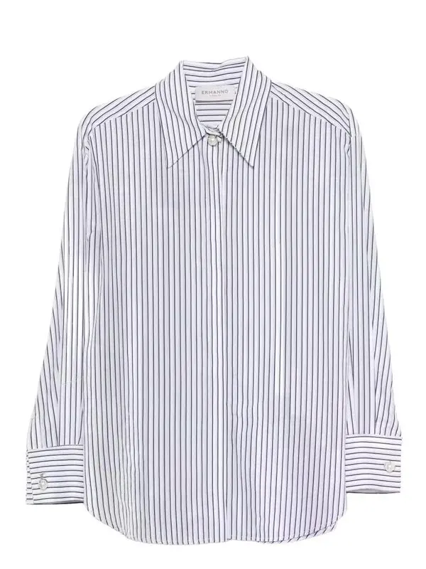 ERMANNO FIRENZE Pearl-embellished Striped Shirt - White
