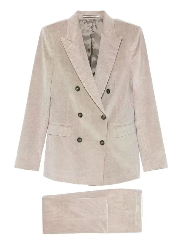 Tagliatore Double-breasted Corduroy Suit - Neutrals