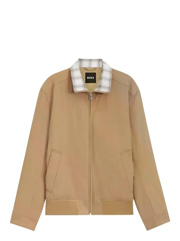 BOSS Check-pattern Zip-up Bomber Jacket - Neutrals