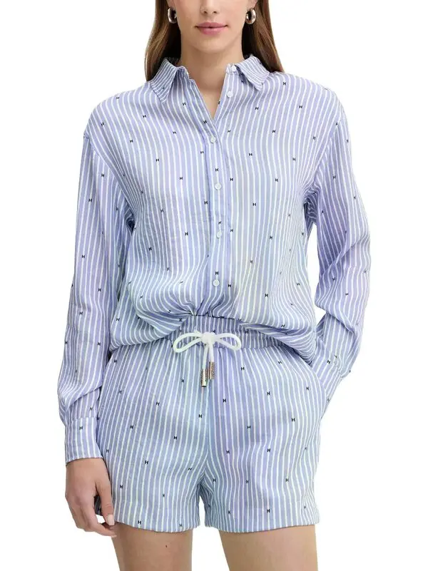SILVIAN HEACH Masia Striped Logo-print Shirt - Blue