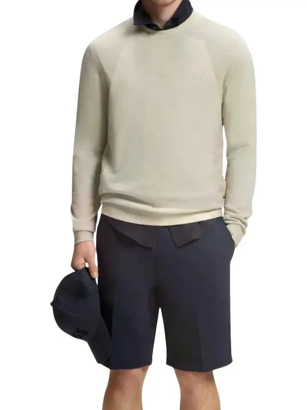 BOSS Textured-panel Raglan-sleeve Sweater - Neutrals
