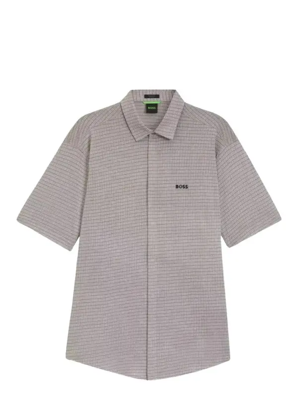 BOSS Check-print Short-sleeve Shirt - Grey