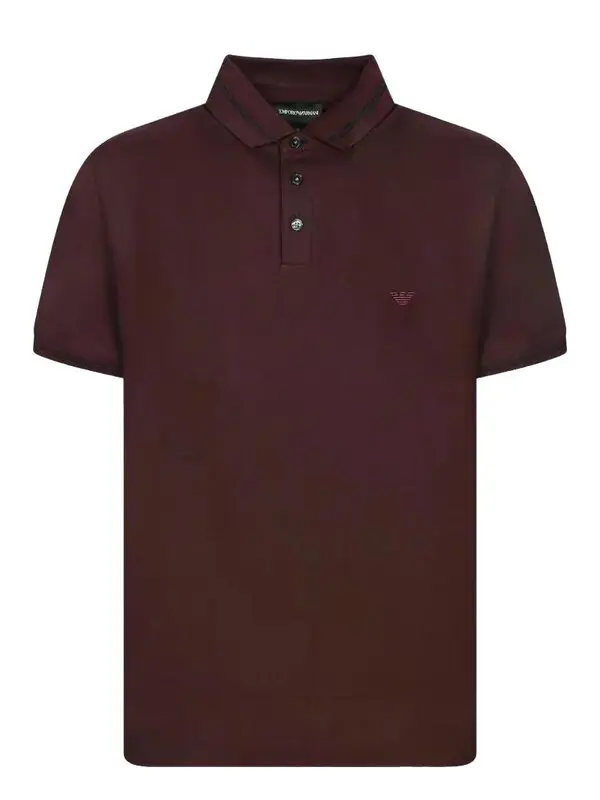 Emporio Armani Piqué Polo With Embroidered Logo - Red