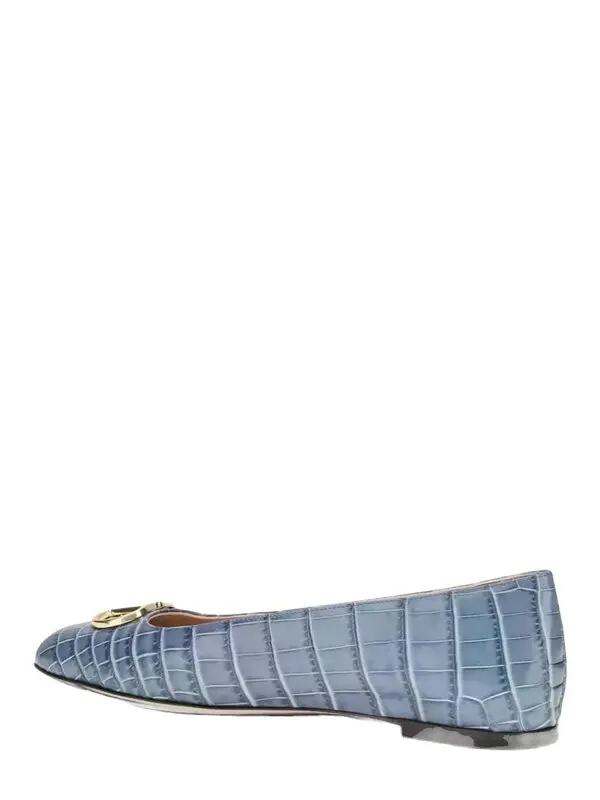 Valentino Garavani Vlogo Signature Croc-effect Ballet Flats - Blue