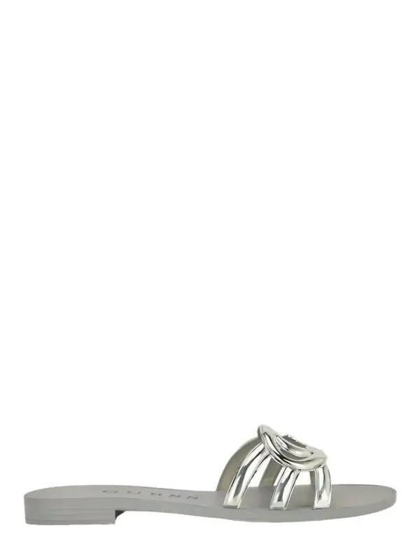 Guess Elyho Jellie Logo Cut-out Flat Sandals - Silver