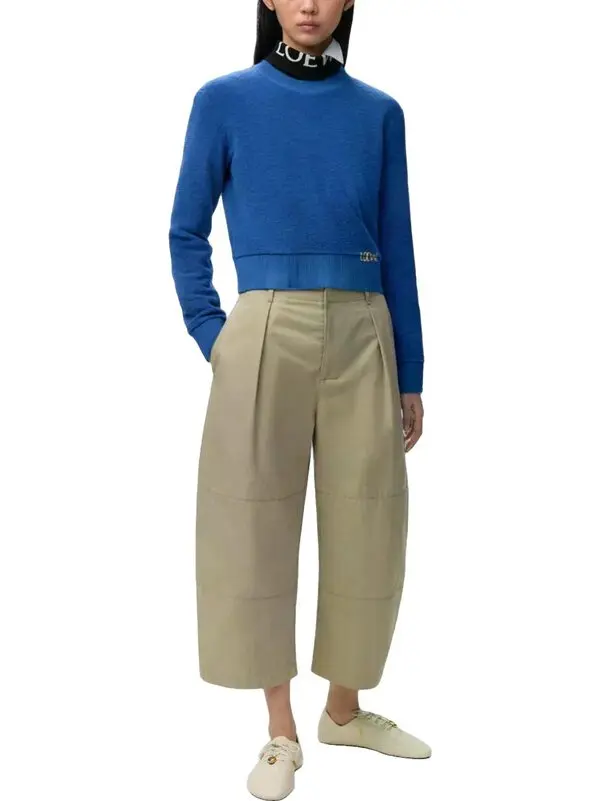 Loewe Cropped Trousers In Cotton - Green
