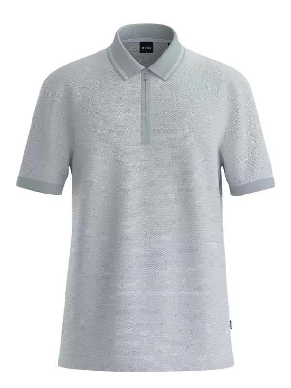 BOSS Zip-fastening Short-sleeve Polo Shirt - Grey