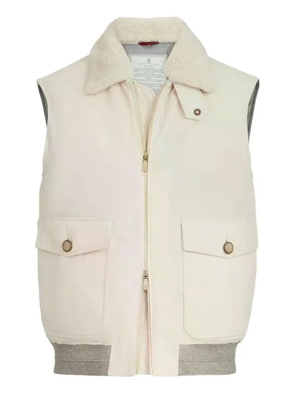 Brunello Cucinelli Shearling-collar Down-filled Vest - Neutrals