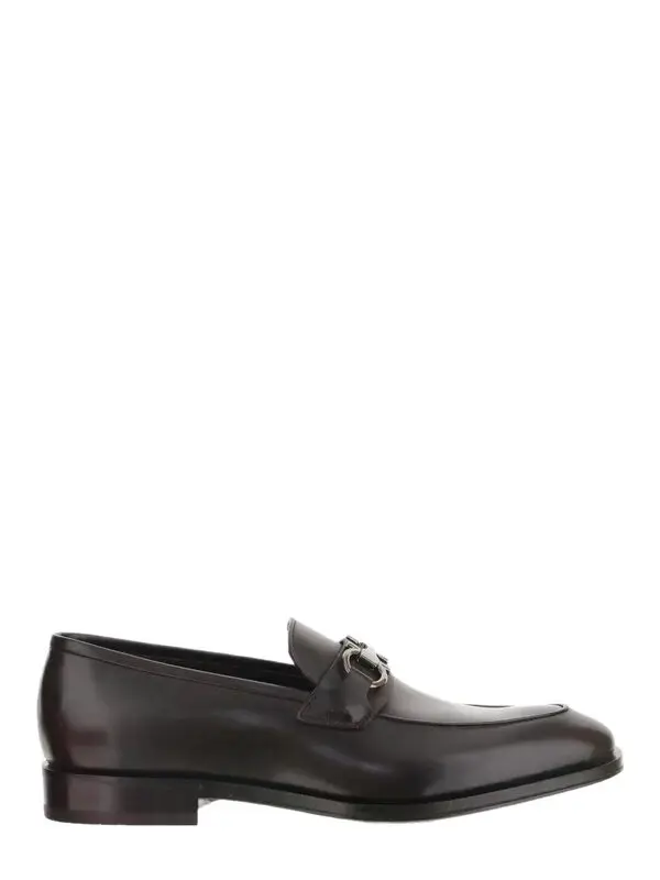 FERRAGAMO Loafers With Gancini Buckle - Brown