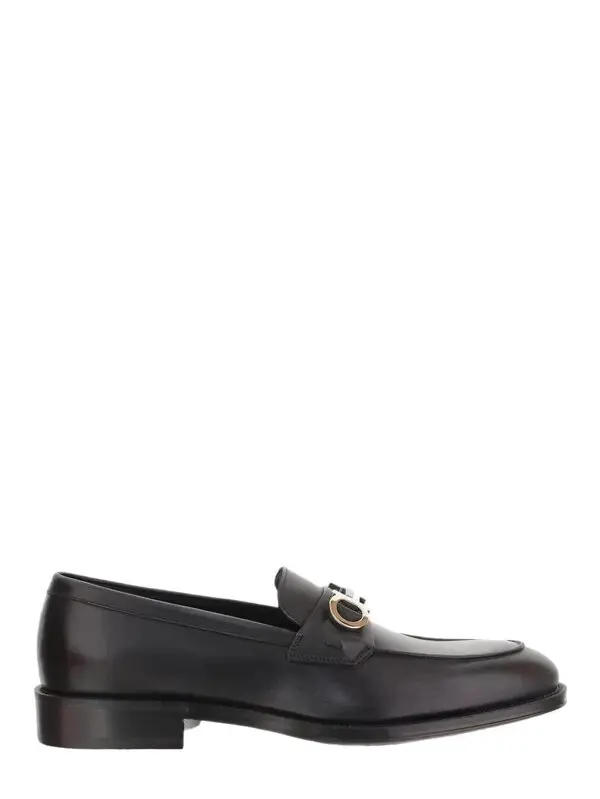 FERRAGAMO Moccasin With Gancini Ornament - Black
