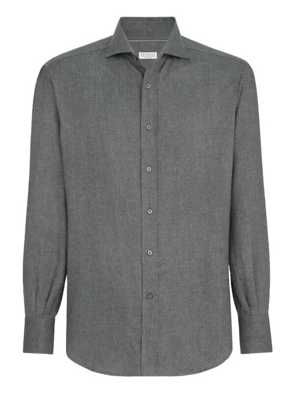 Brunello Cucinelli Chevron Flannel Shirt - Grey
