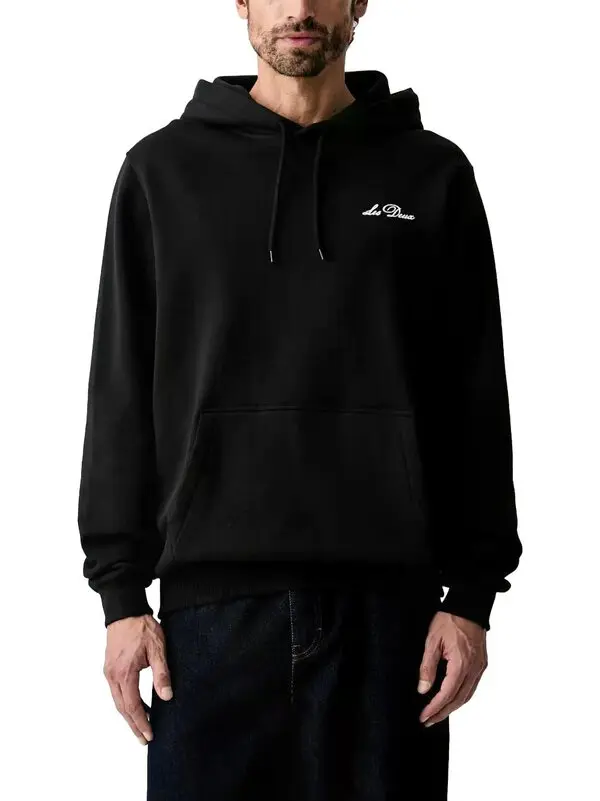 LES DEUX Logo-embroidered Drawstring Hoodie - Black