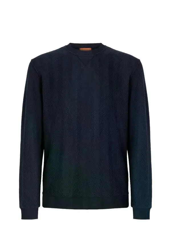 Missoni Tone-on-tone Chevron Cotton And Viscose Crewneck Sweatshirt - Blue