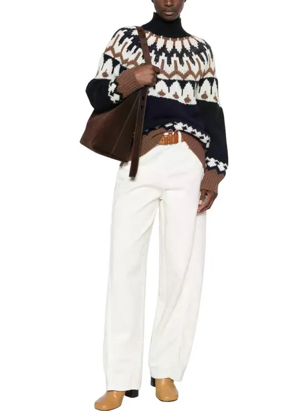 ERMANNO FIRENZE Fair Isle High-neck Sweater - Blue