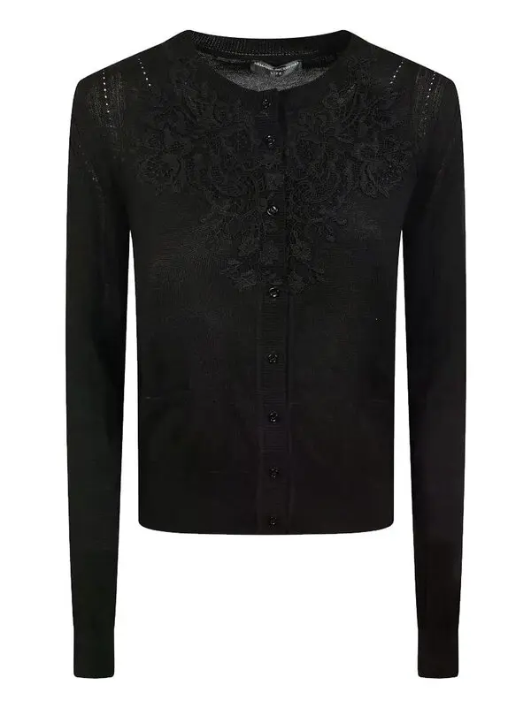 Ermanno Scervino Lace-appliqué Button-up Cardigan - Black