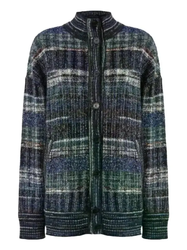 Missoni Oversized Wool-blend Check Cardigan - Blue