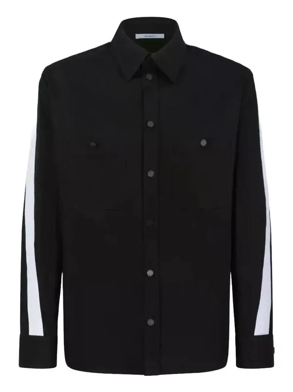Givenchy Couture Seam Overshirt In Cotton With Grosgrain-detail - Black