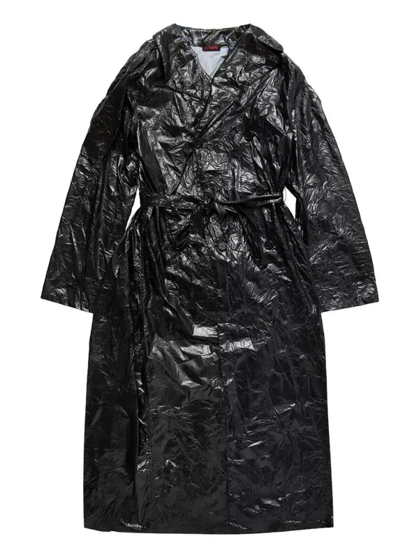 LỰU ĐẠN Crumple Terror Trench Coat - Black