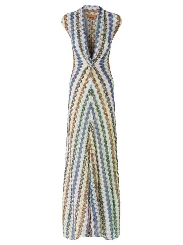 Missoni Long Lace Dress With Knot Detail - Neutrals