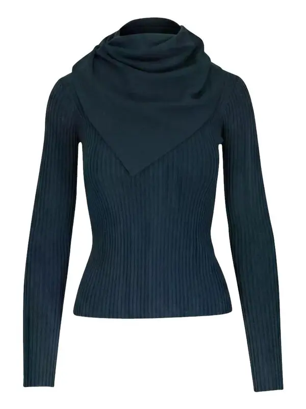 Zimmermann Ribbed-knit Cowl-neck Sweater - Blue
