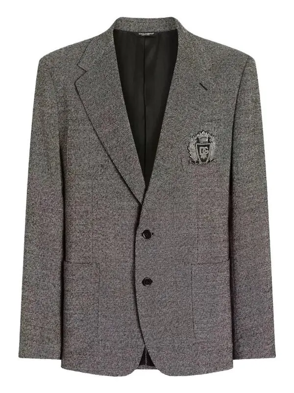 Dolce & Gabbana Portofino Single-breasted Jacket In Birdseye Wool - Grey