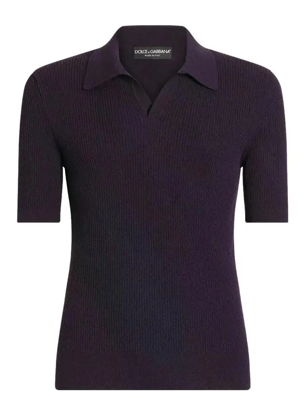 Dolce & Gabbana Rib-knit Polo Shirt - Blue