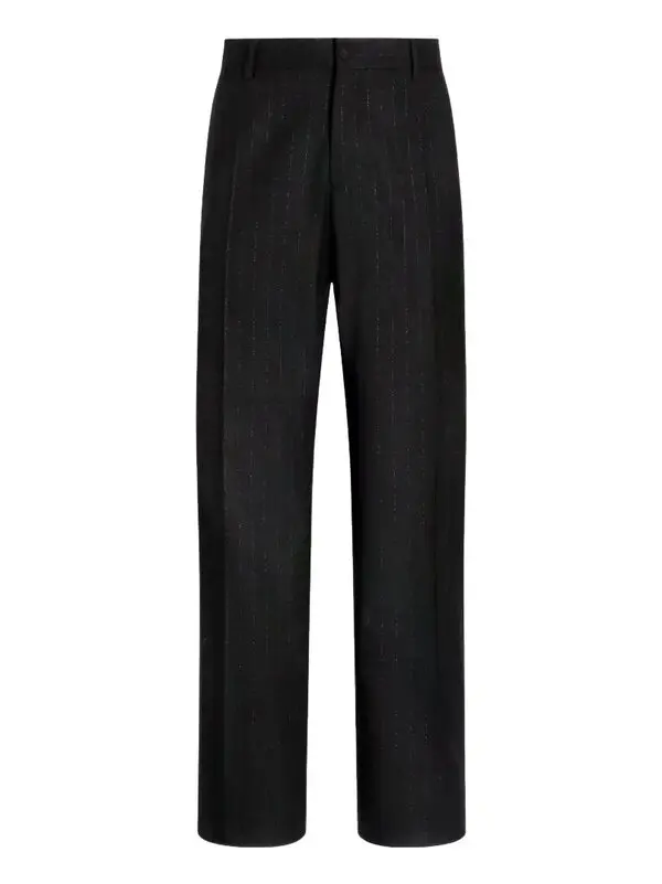 Dolce & Gabbana Pinstripe Wool Trousers - Black