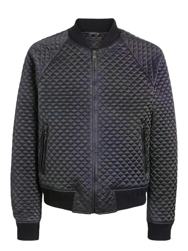 Dolce & Gabbana Silk Satin Quilted Bomber Jacket - Grey
