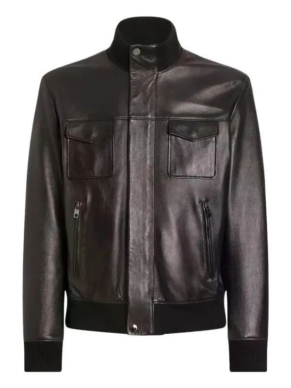 Dolce & Gabbana Lambskin Bomber Jacket - Brown