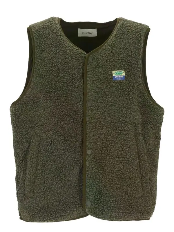 American Vintage Hoktown Logo-patch Fleece Gilet - Green