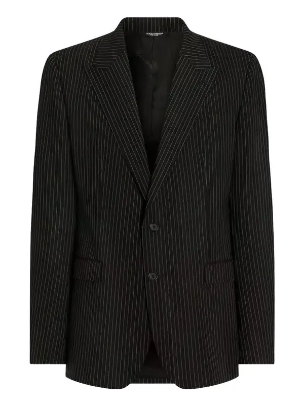 Dolce & Gabbana Martini Light Single-breasted Pinstripe Wool Jacket - Black