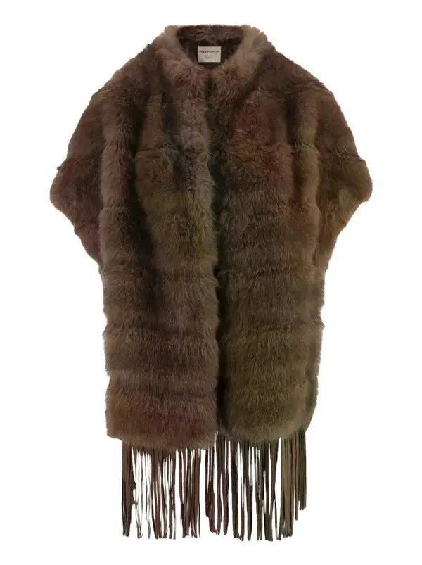UNCOMMON Faux-fur Fringed Cape - Brown