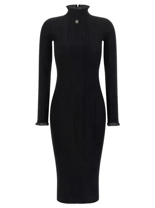 Elisabetta Franchi Knit Dress With Logo Detail - Black