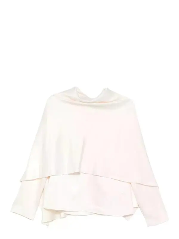 RÓHE Satin Draped Blouse - Neutrals