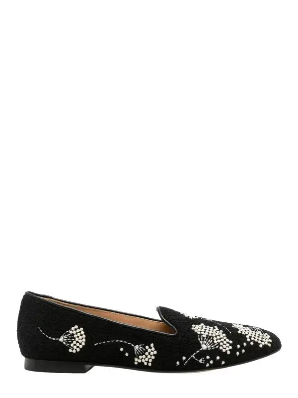 ARTEANA Alea Floral-embroidered Loafers - Black