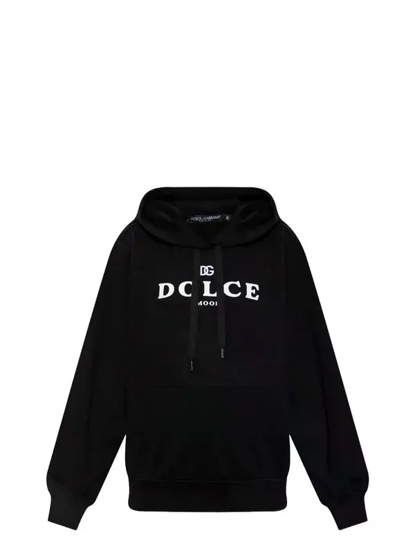 Dolce & Gabbana Logo-embroidered Cotton Hoodie - Black