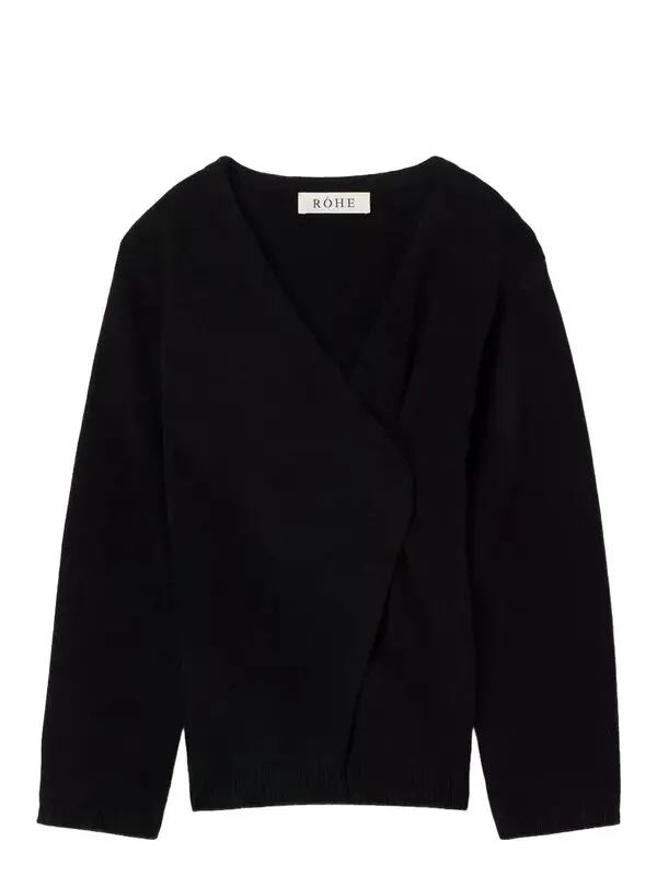 RÓHE Pin-fastening Wrap-style Cardigan - Black