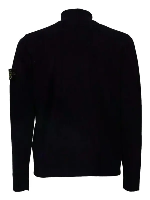 Stone Island Wool Zip-up Cardigan - Black