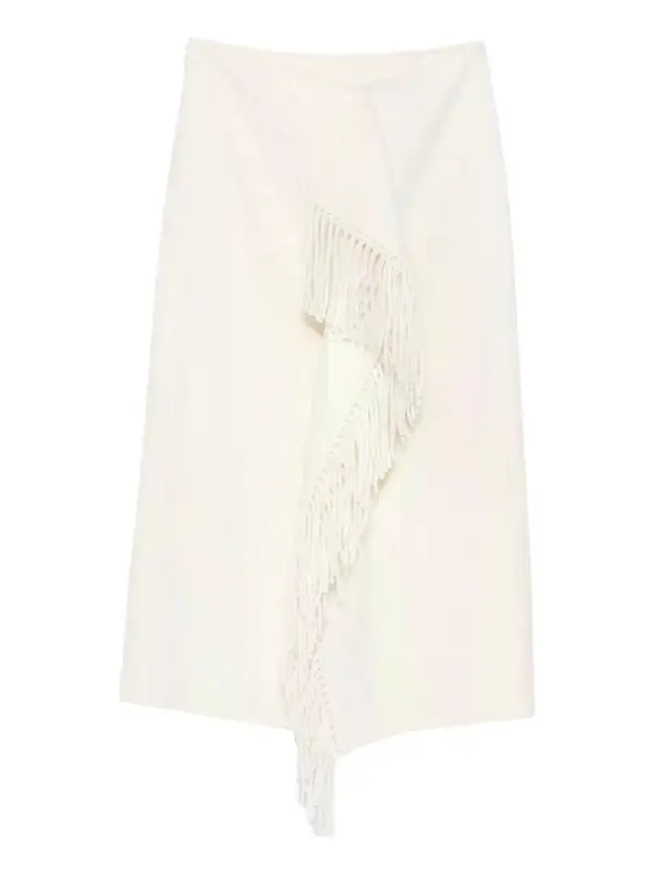 RÓHE Double-faced Fringe Midi Skirt - Neutrals