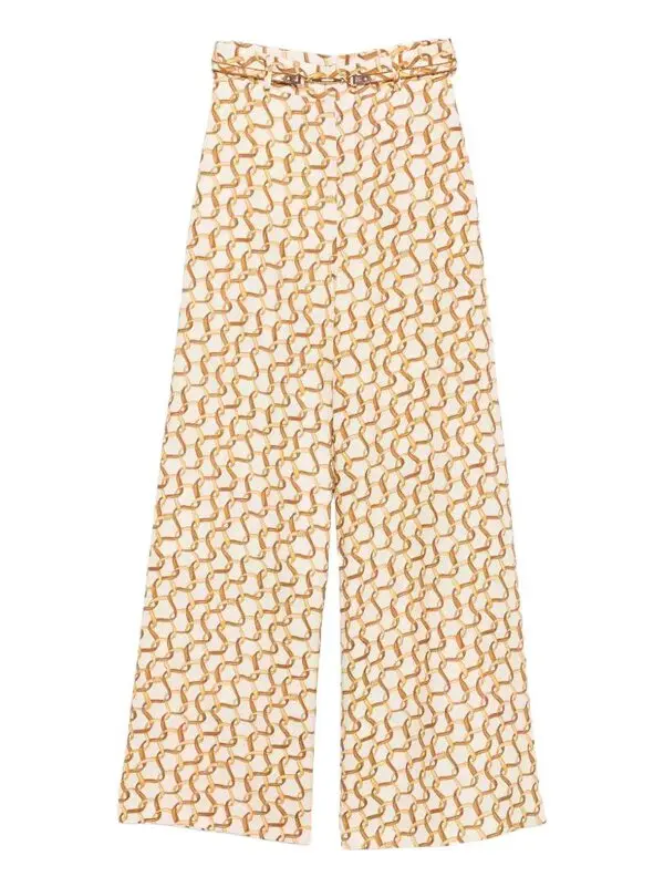Zimmermann Belted Chain-print Trousers - Neutrals