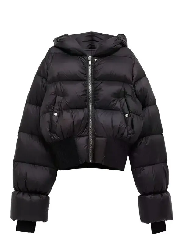 Rick Owens Cinched Hooded Padded Jacket - Black