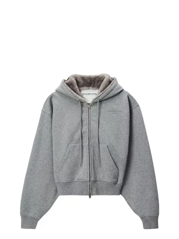 Alexander Wang Zip-up Hoodie With Faux-fur Hood - Grey