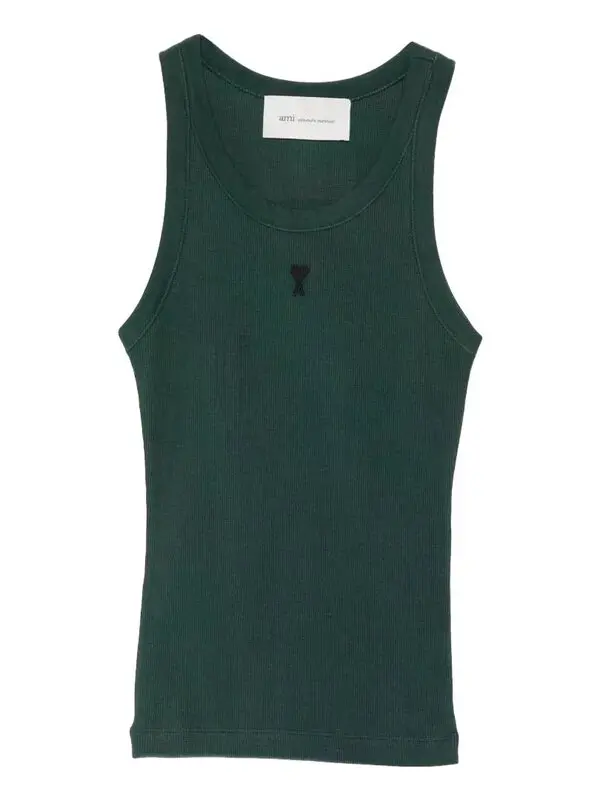 AMI Paris Ribbed Tank Top - Green