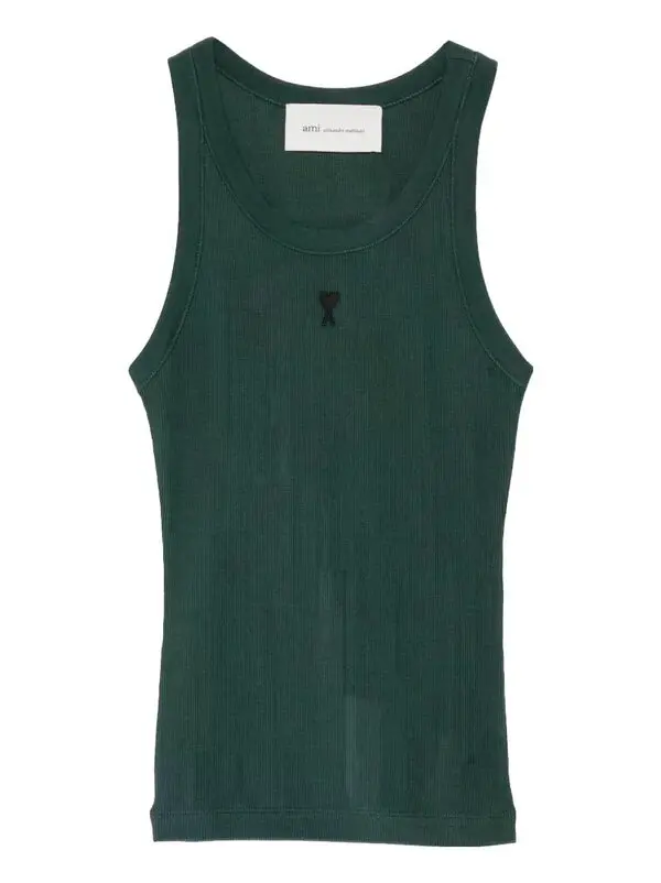 AMI Paris Ribbed Tank Top - Green