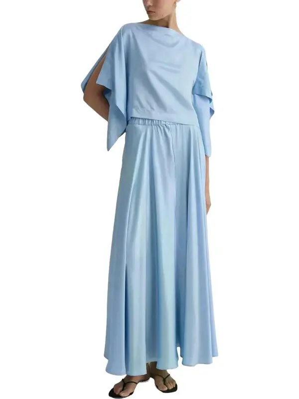 Bondi Born Como Satin-finish Maxi Skirt - Blue