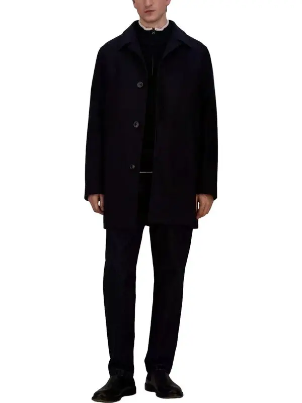 Herno Diagonal-wool-fabric Coat - Blue