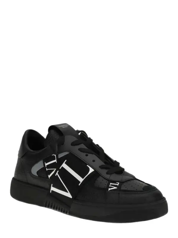 Valentino Garavani Low-top Calfskin Vl7n Sneakers With Bands - Black
