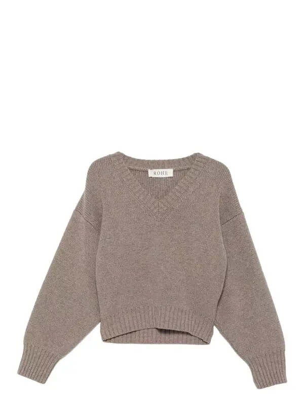 RÓHE Sculptural V-neck Sweater - Neutrals